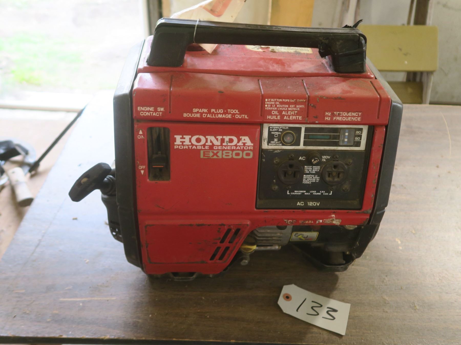 Honda Portable Generator EX800 – AC 120V, DC 12V – Gas powered - Schmalz Auctions