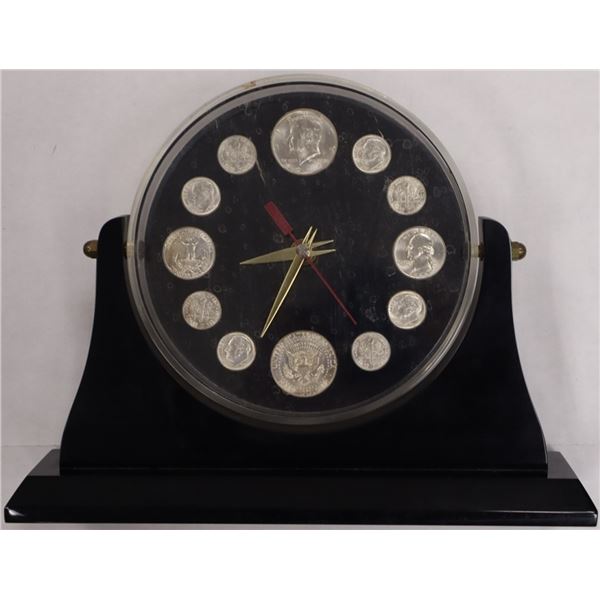 BROWN MARIAN KAY SILVER COIN CLOCK