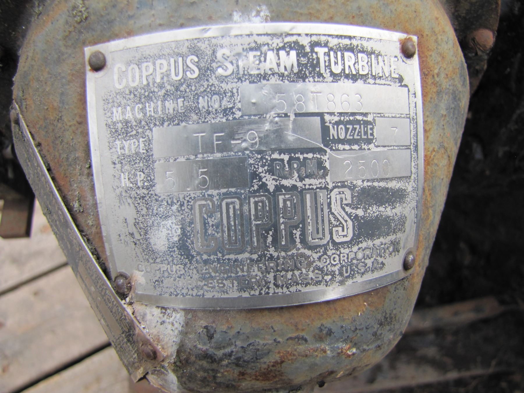 Coppus steam turbine