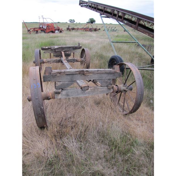 Wood Wagon frame on steel wheels