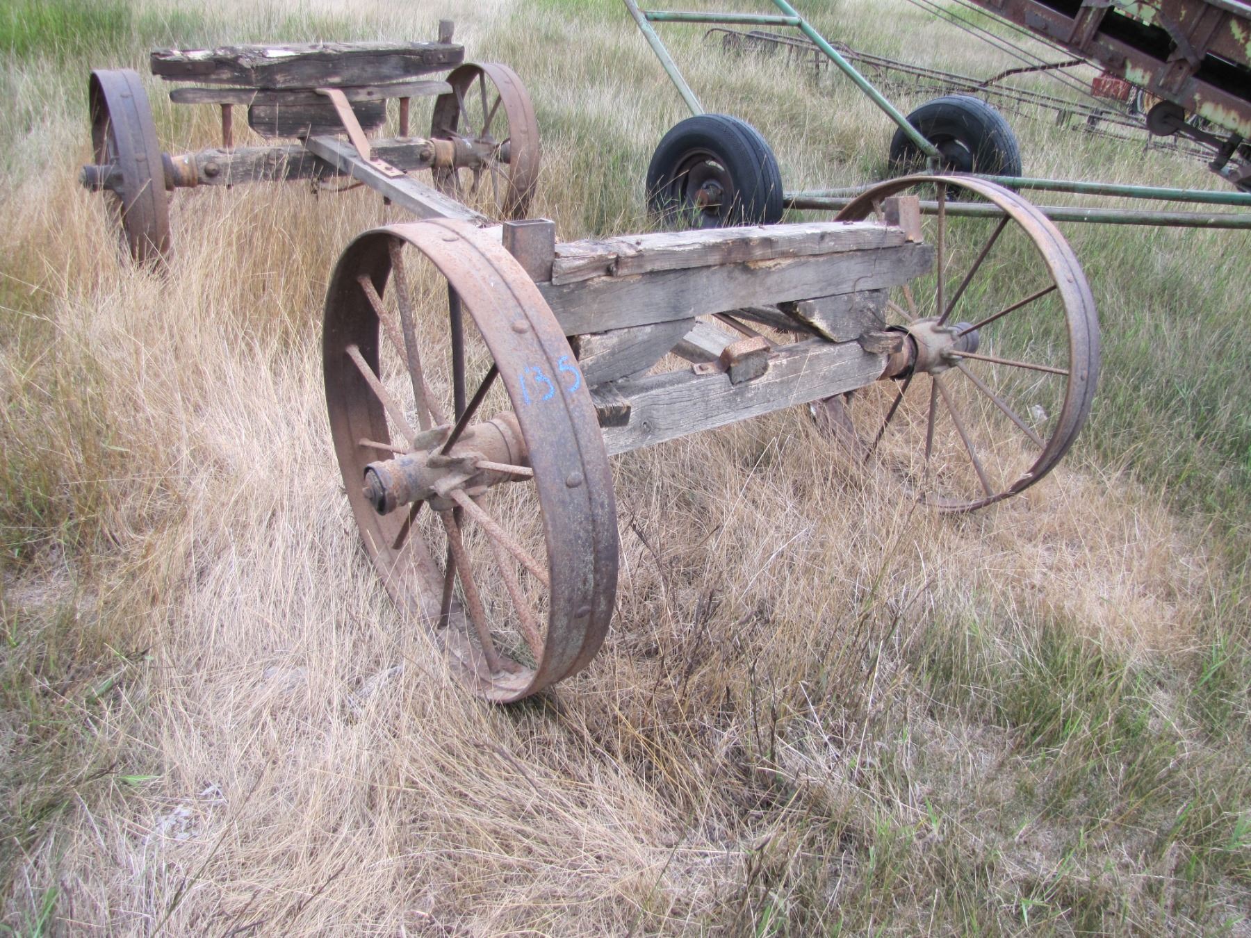 Wood Wagon frame on steel wheels