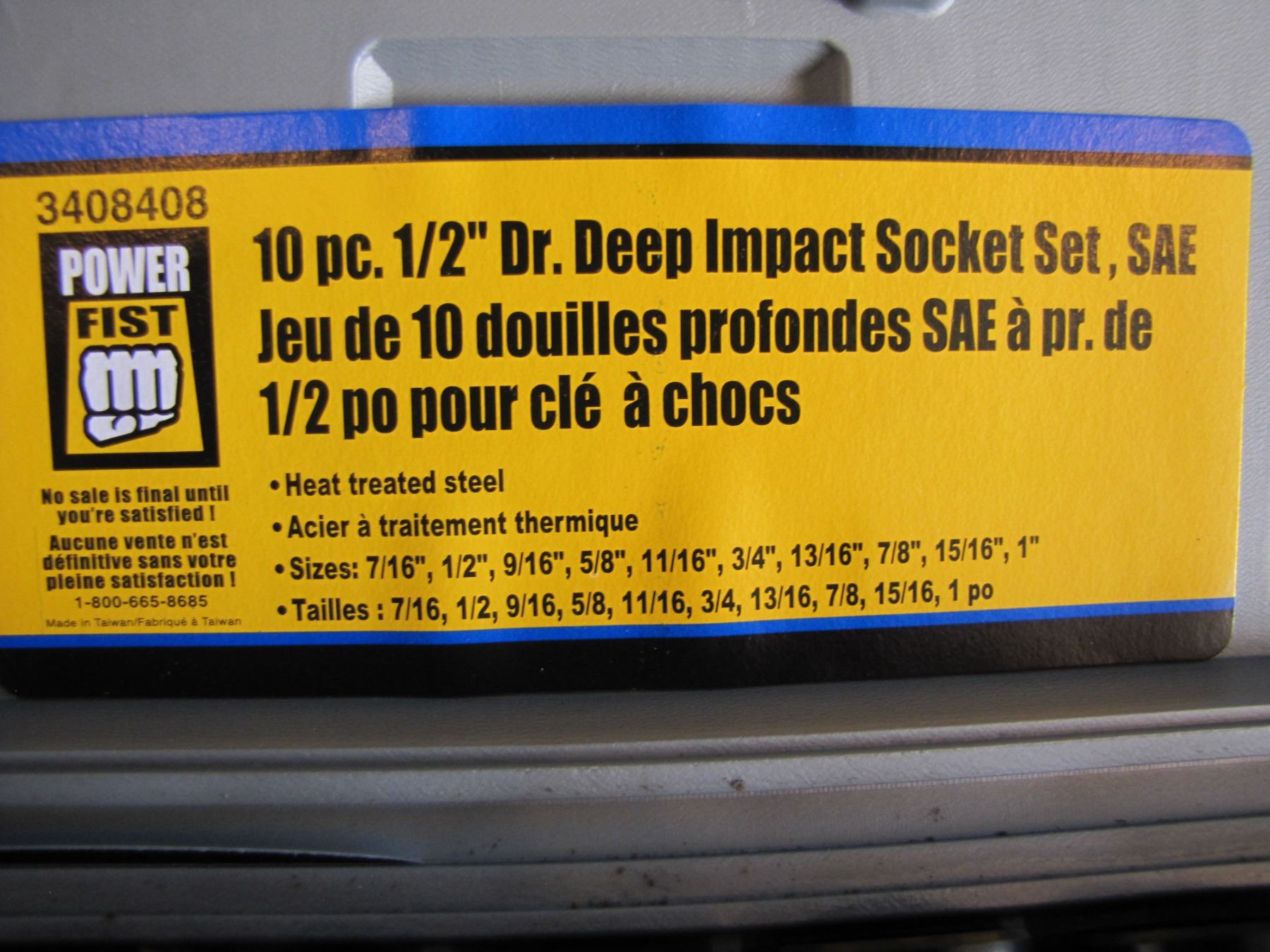 Power fist half inch deep impact socket set