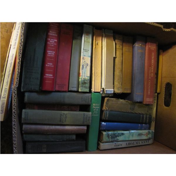 Banana box of assorted books