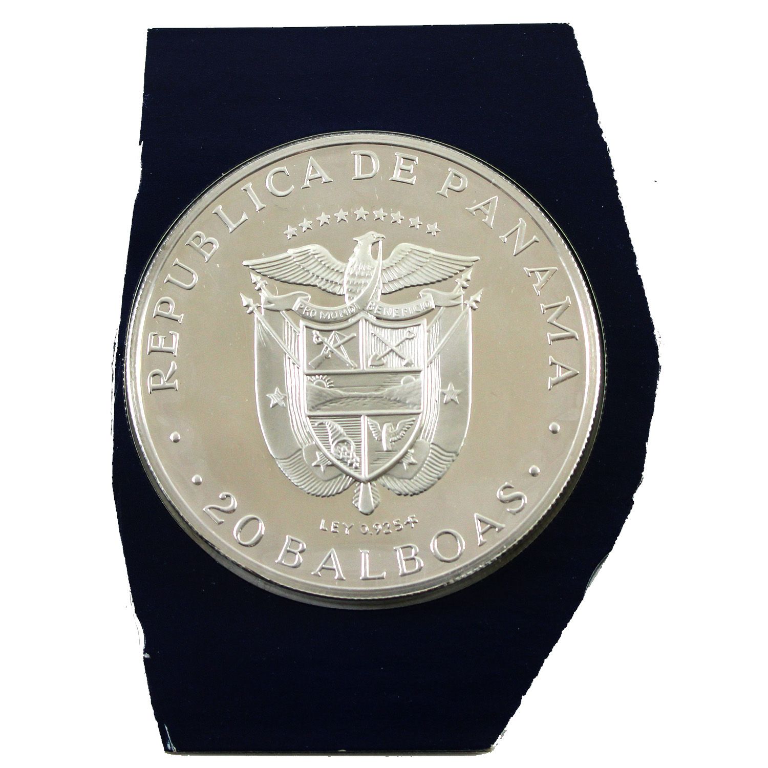 Panama Silver 1977 20 Balboas Vasco Nunez de Balboa; Minted by Franklin ...