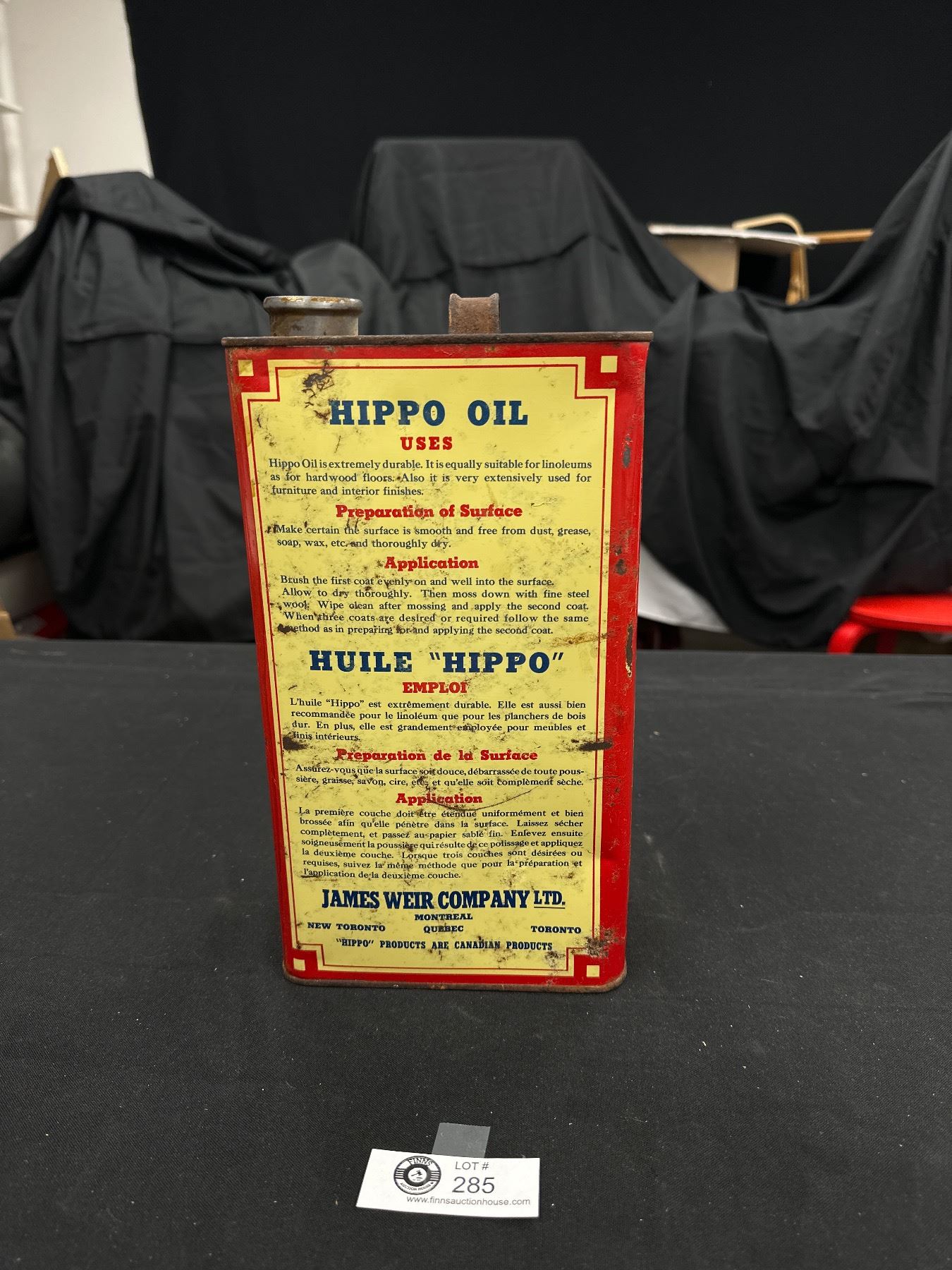 Vintage Hippo Permanent Pliable Oil Tin