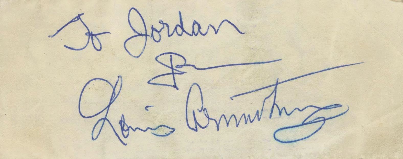 Louis Armstrong signature cut.