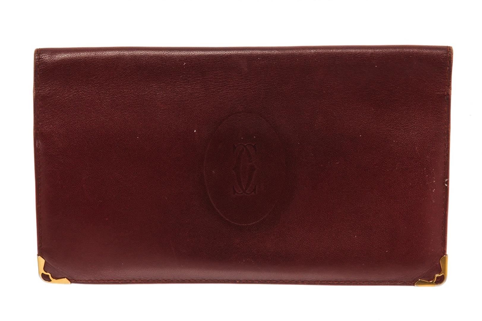 Cartier Maroon Leather Long Checkbook Wallet