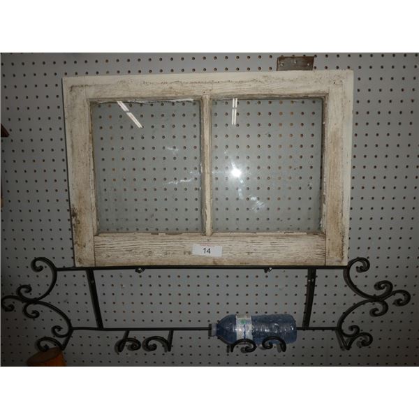 vintage window, metal rack