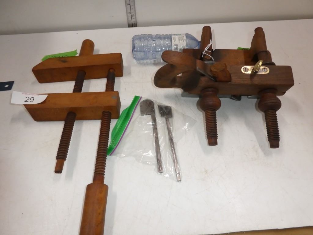 Antique wood planer / clamps