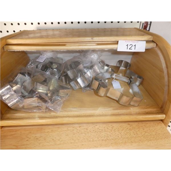 wooden bread box, cookie cutters