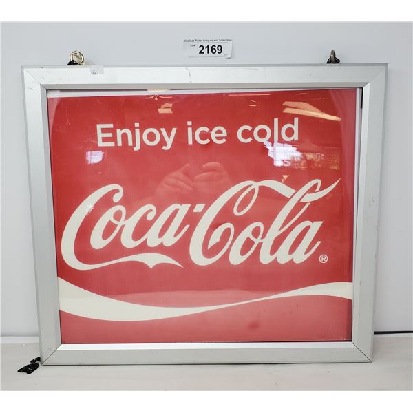 Hanging Double Sided Coca Cola Sign In Aluminium Frame