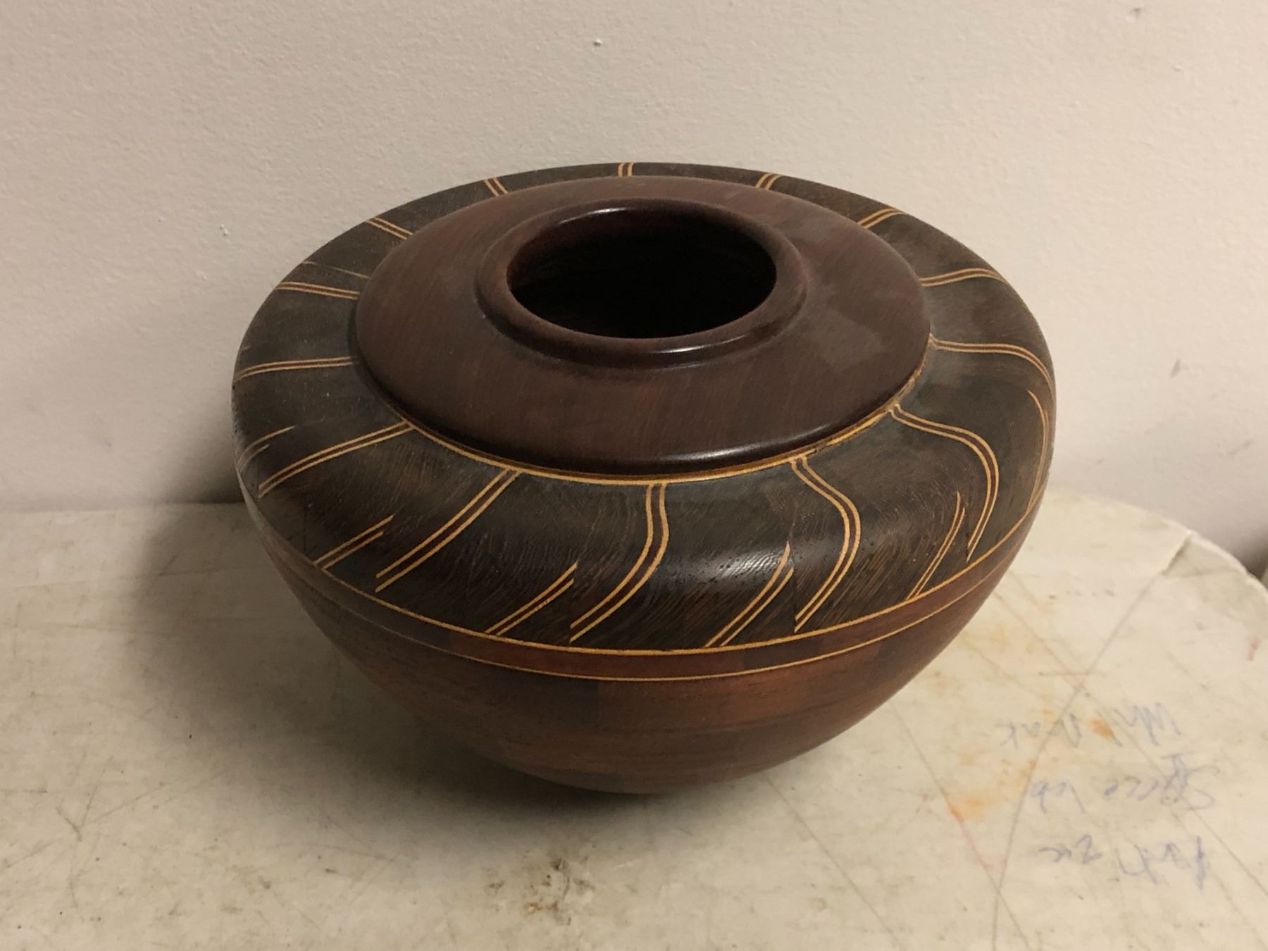 Bloodwood Maple Veneer Vase - Signed Art Davis Candle Lake