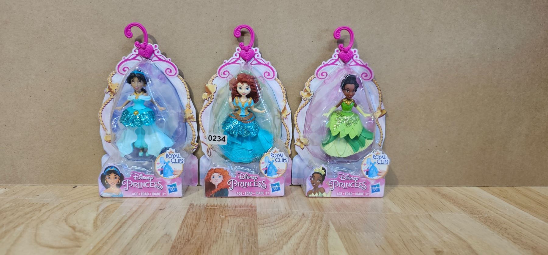 Lot of 3 Disney Princess Royal Clips Figures - Jasmine - Merida - Tiana