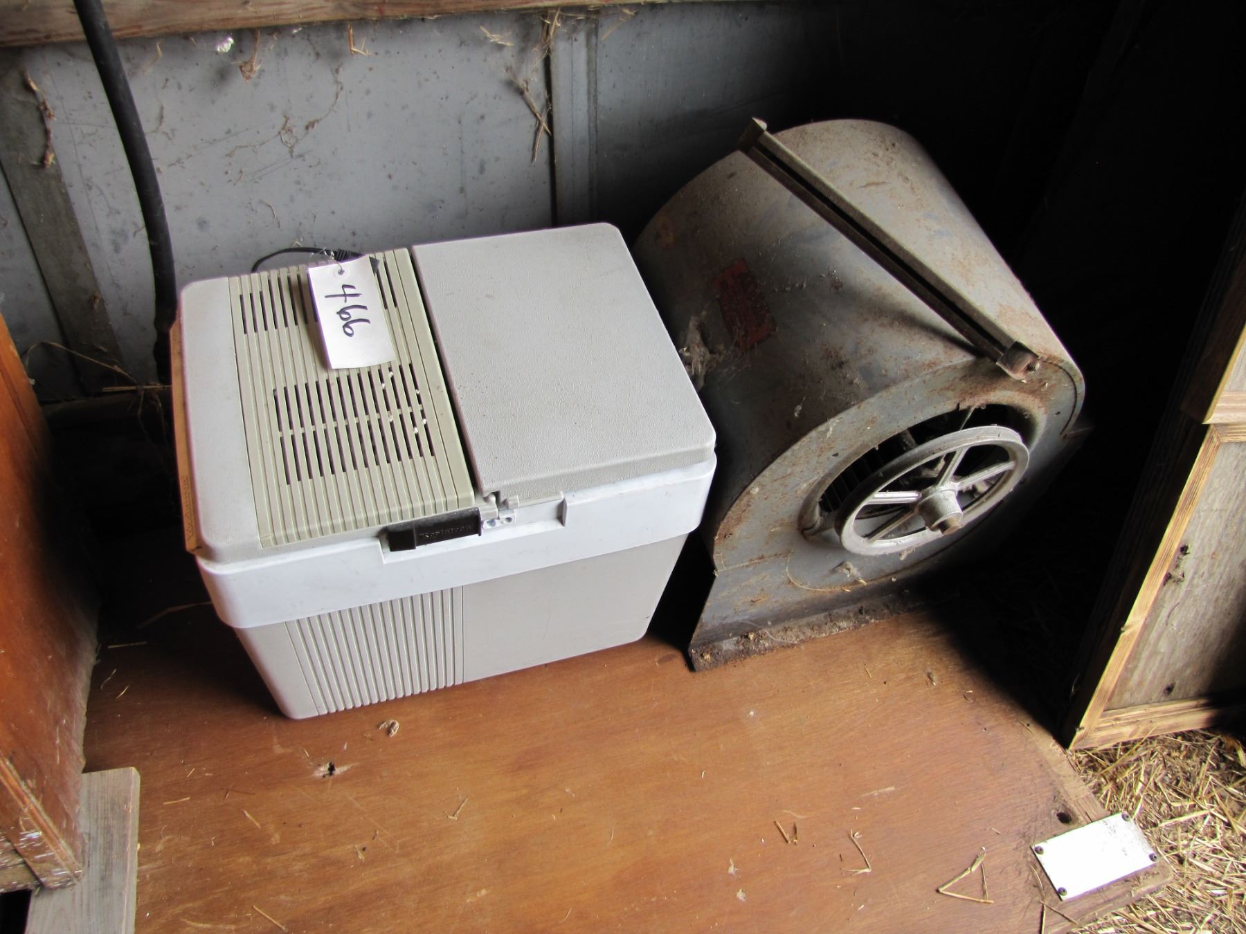 Electric Koolatron cooler and large squirrel cage fan