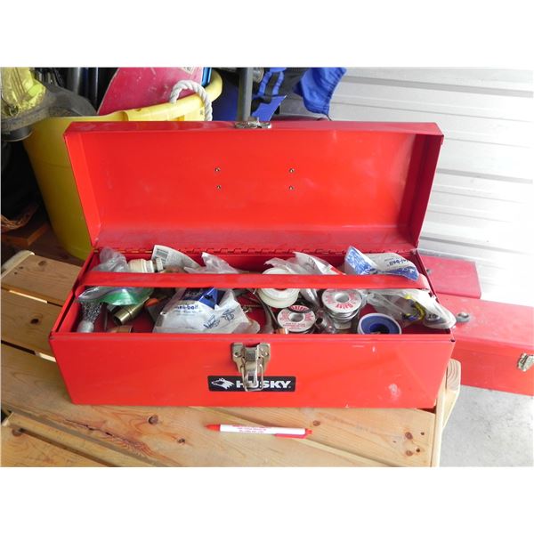 RED HUSKY TOOLBOX WITH PLUMBING HARDWARE