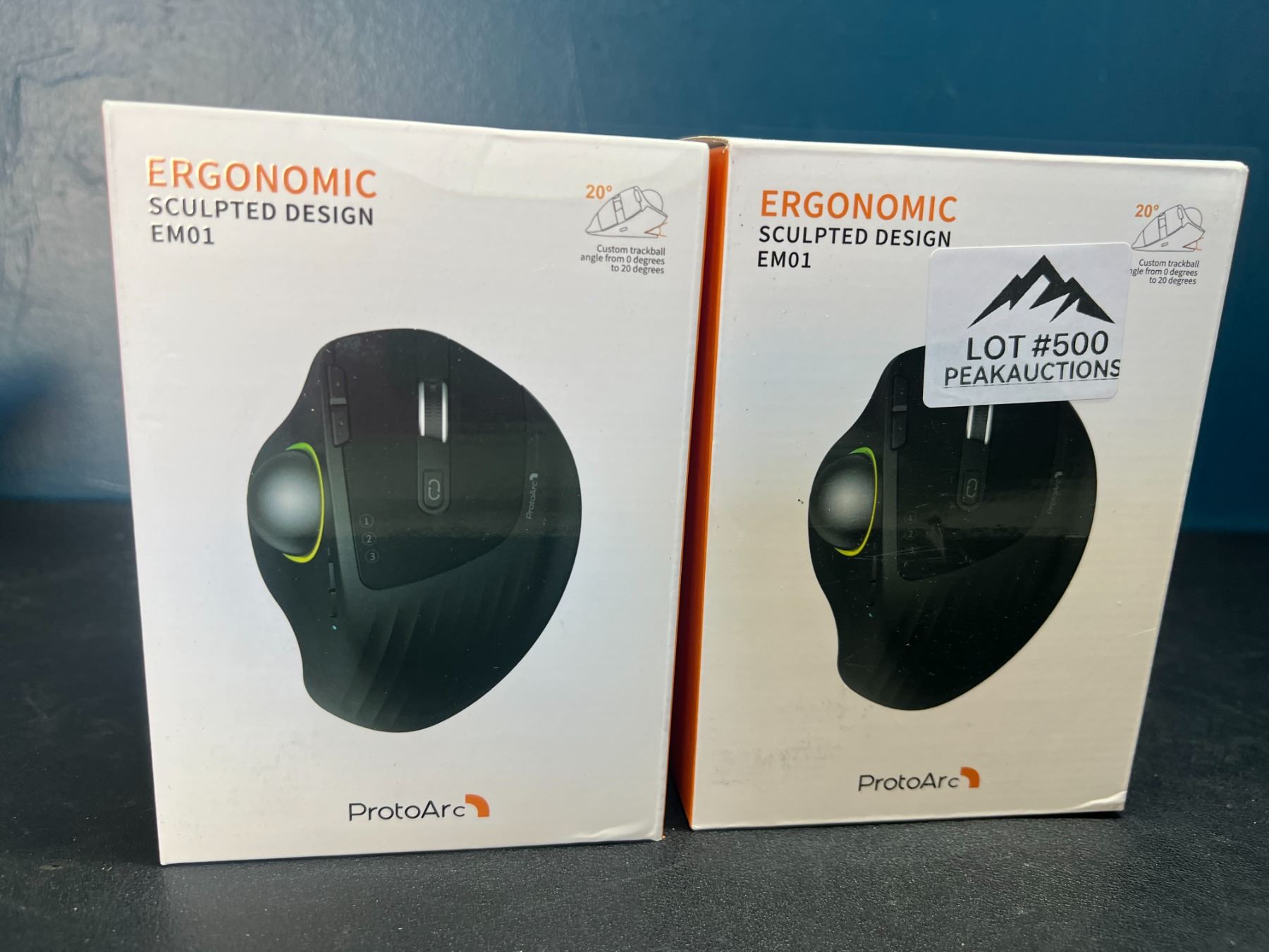 Lot of 2 ProtoArc Ergonomic Mice - RGB Wireless Trackball Mouse