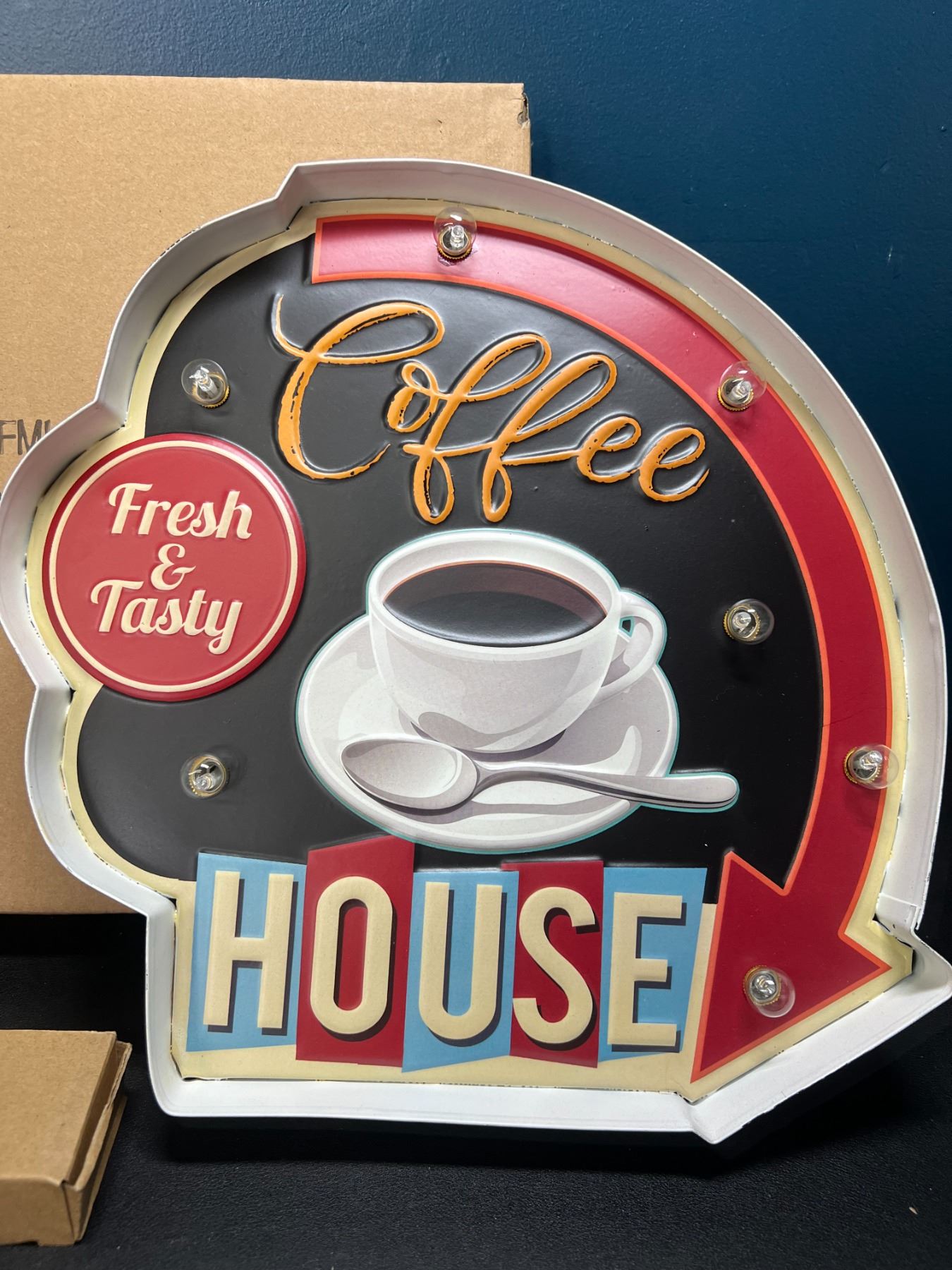 Lot of 1 LED Fresh Coffee House Light-Up Wall Sign/Decor Light Up Sign