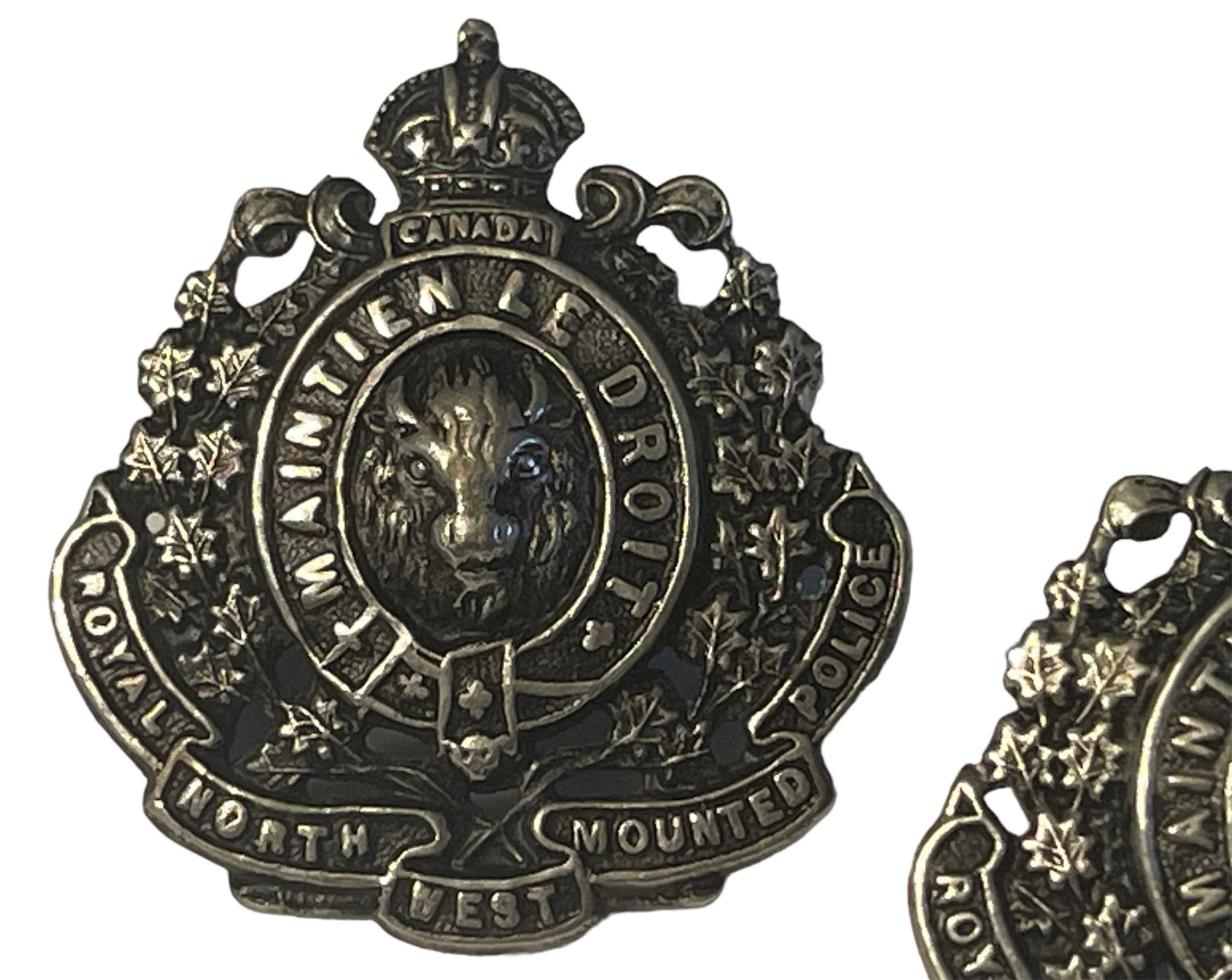 Royal North West Mounted Police Collar Badge Pair