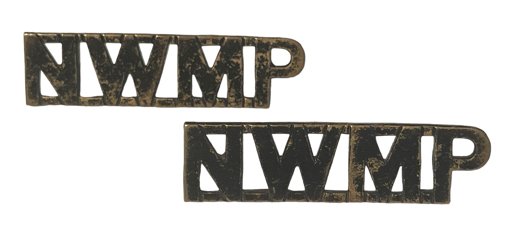 NWMP North West Mounted Police Shoulder Title Badge Pair