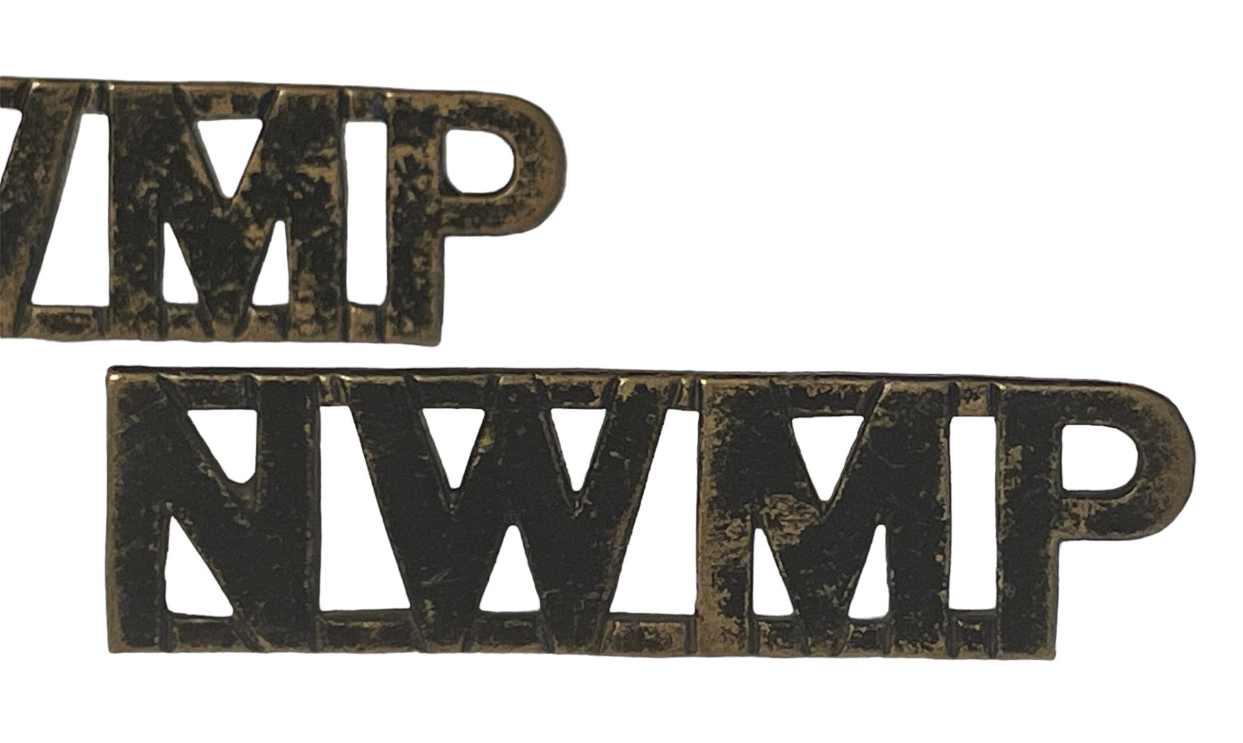 NWMP North West Mounted Police Shoulder Title Badge Pair