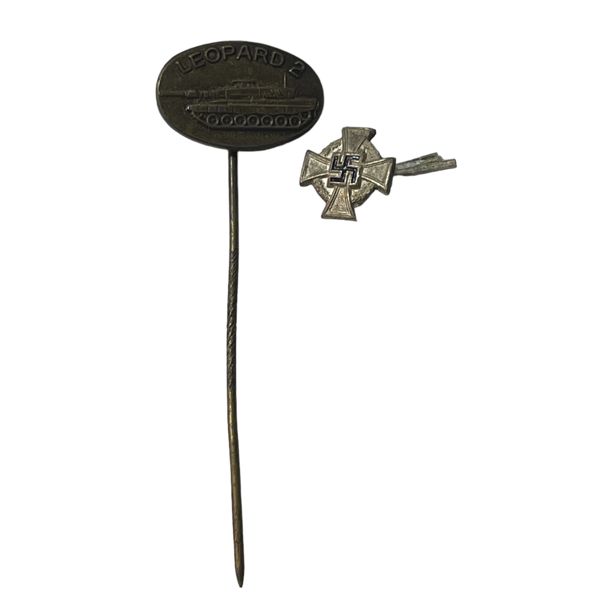 German WW2 Leopard 2 Tank Army Stick Pin & 25 Year Faithful Service Device
