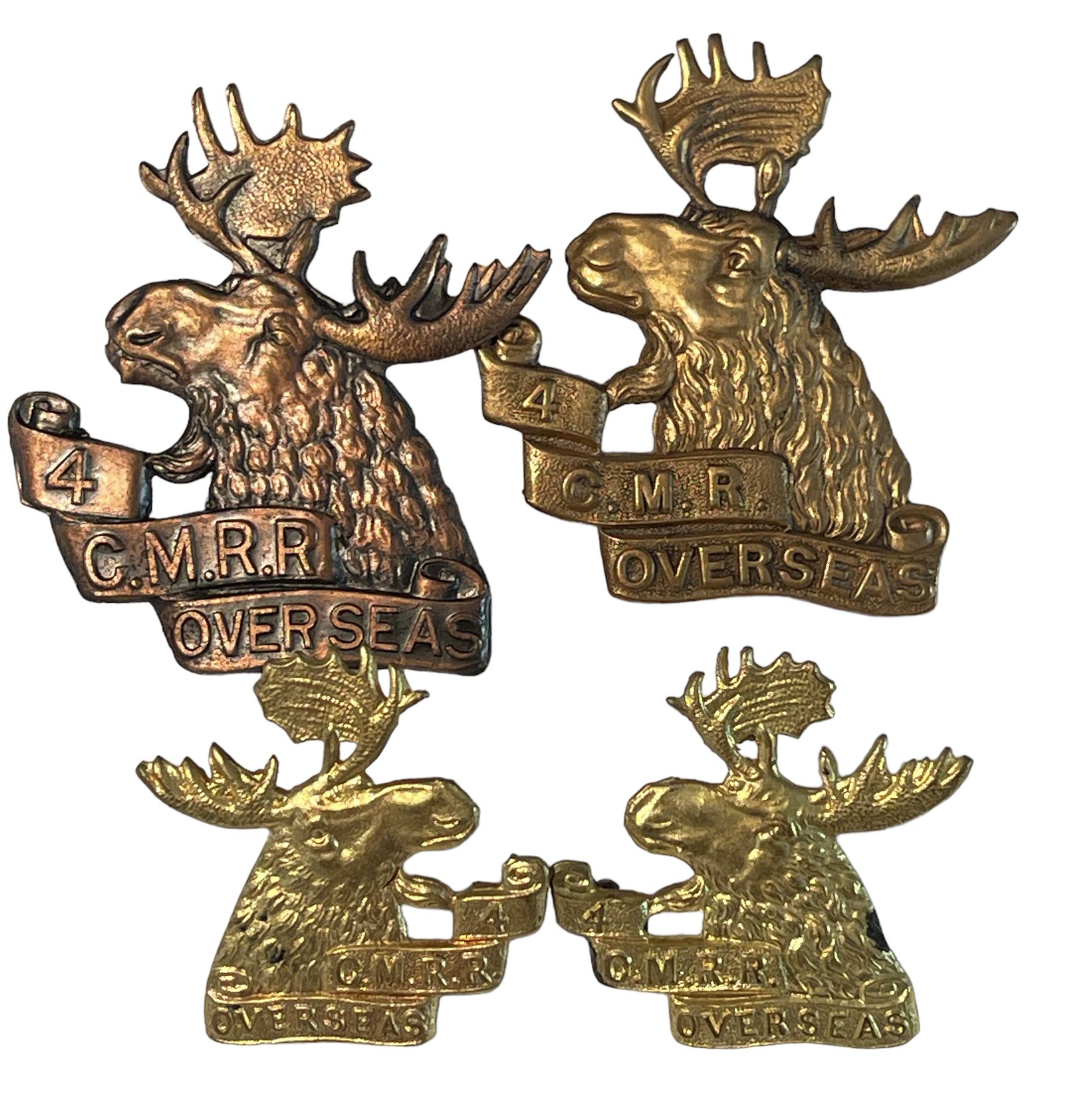 WW1 CEF 4th Canadian Mounted Rifles Cap & Collar Badge Lot