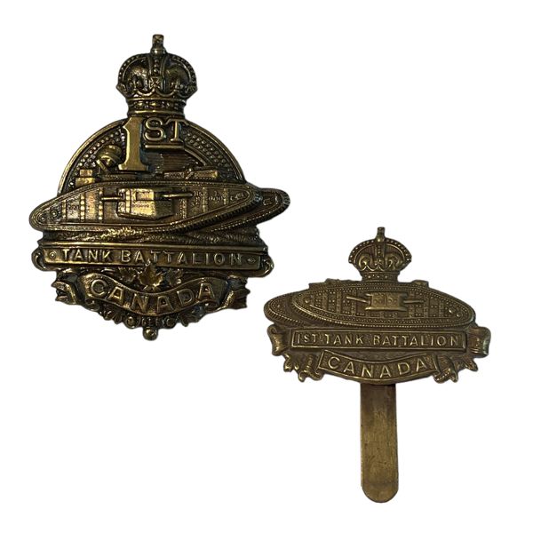 WW1 CEF 1st Canadian Tank Battalion, Cap Badge Lot