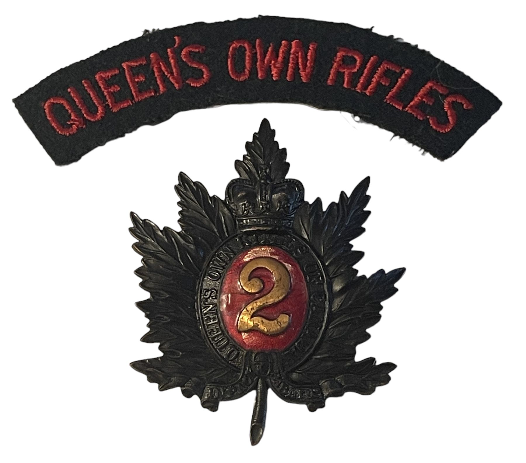 Queens Own Rifles Cap Badge and Shoulder Flash