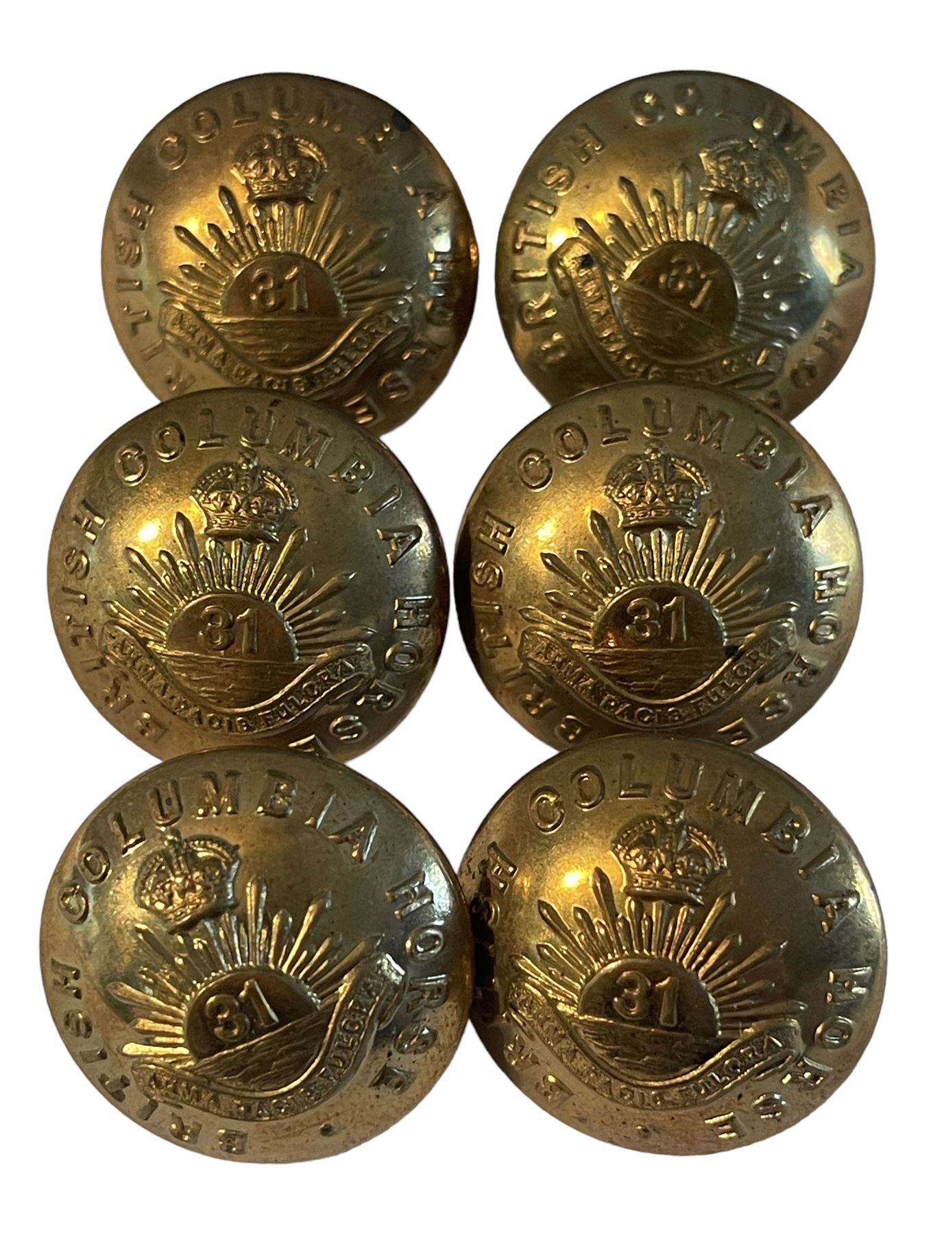 Lot of Canadian 31st BC Horse Uniform Buttons
