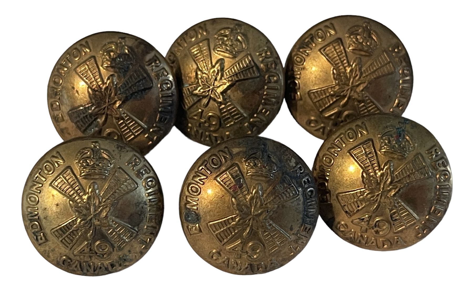 Lot of Canadian 49th Edmonton Regiment Military Uniform Buttons