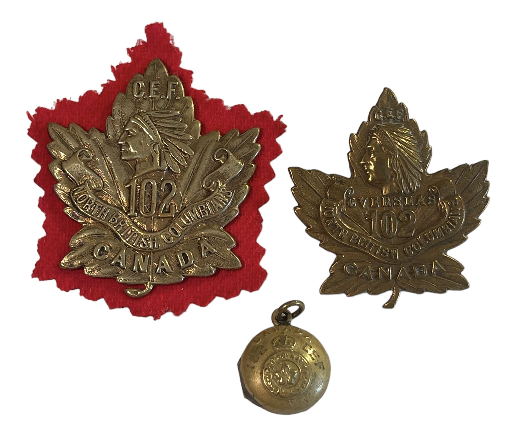 WW1 CEF 102nd Battalion Badge Lot of 3