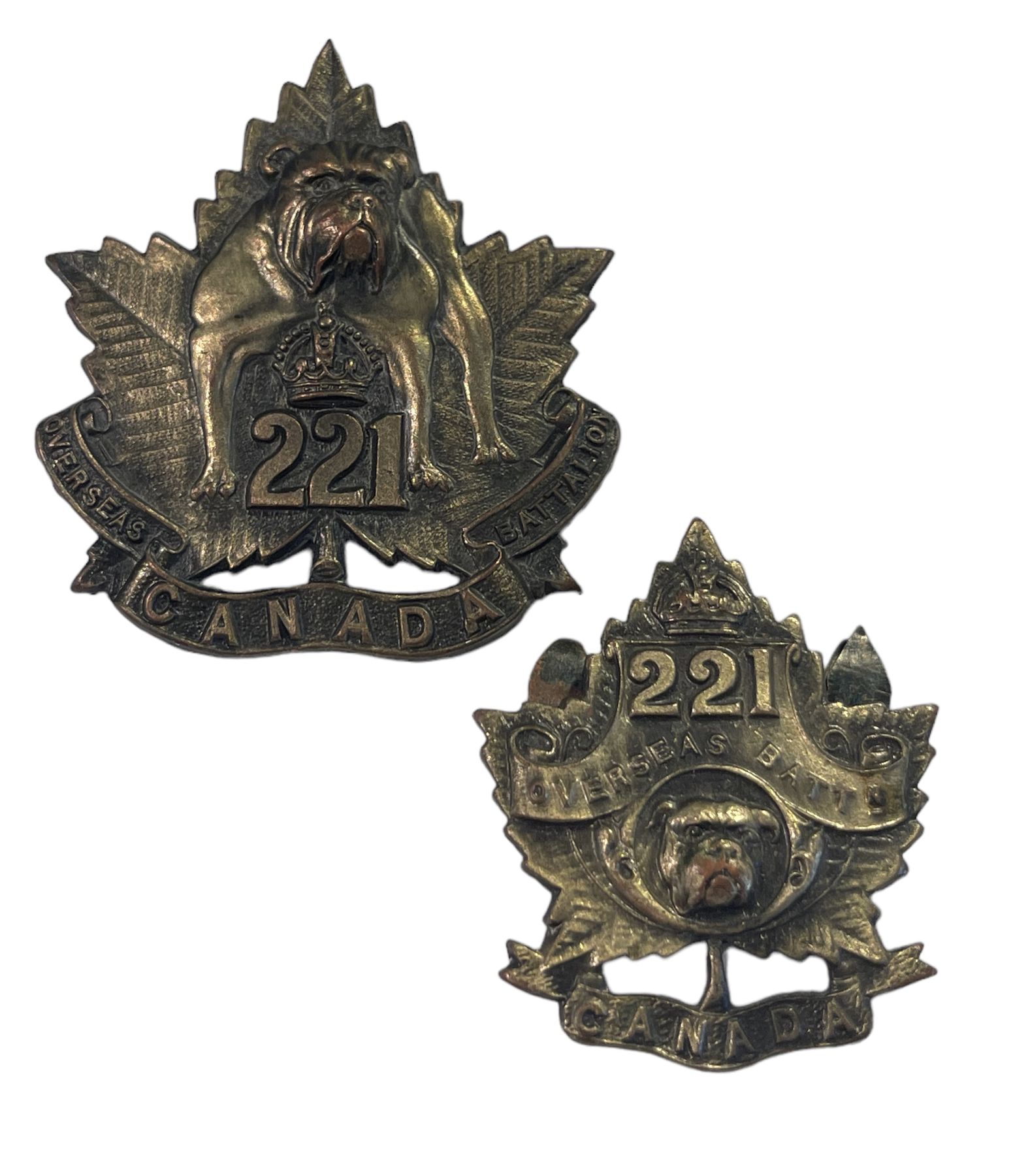 WW1 CEF 221st Battalion, Winnipeg, Cap & Collar Badge