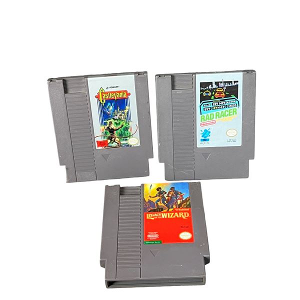 Nintendo NES Vintage Game Collection Lot Castlevania Rad Racer Wizard