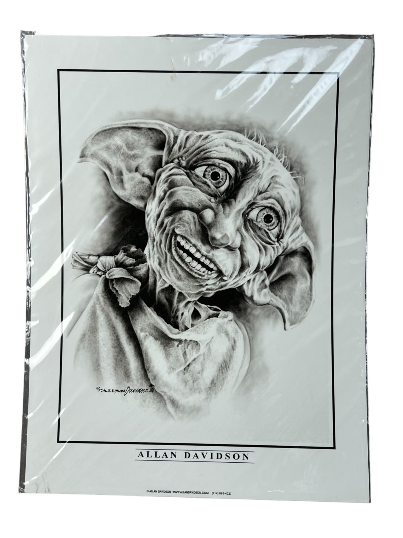 Rare Allan Davidson celebrity Portrait Harry potter Dobby Print 18"x24"