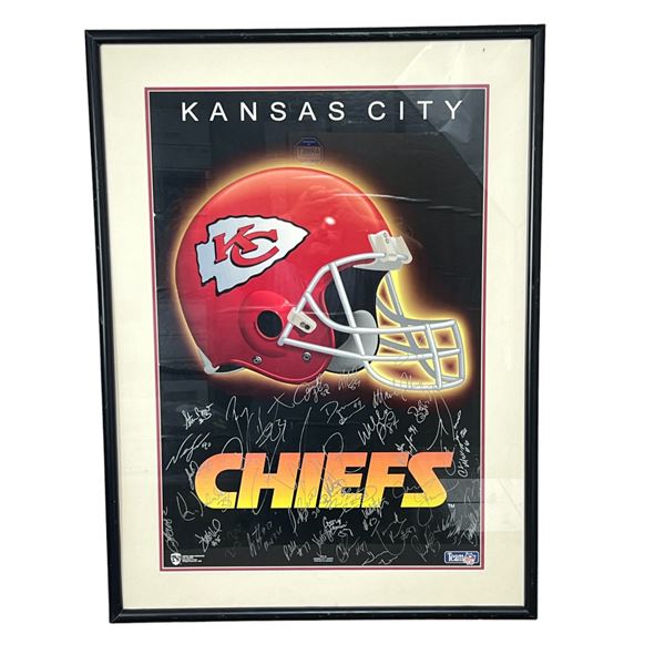 Kansas City Chiefs NFL football team multi signed autograph vintage poster