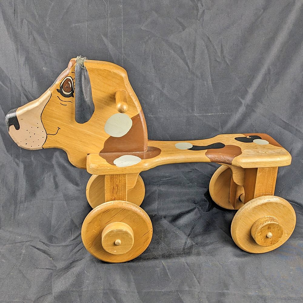 Vintage Wooden Dog Ride On Kids Toy