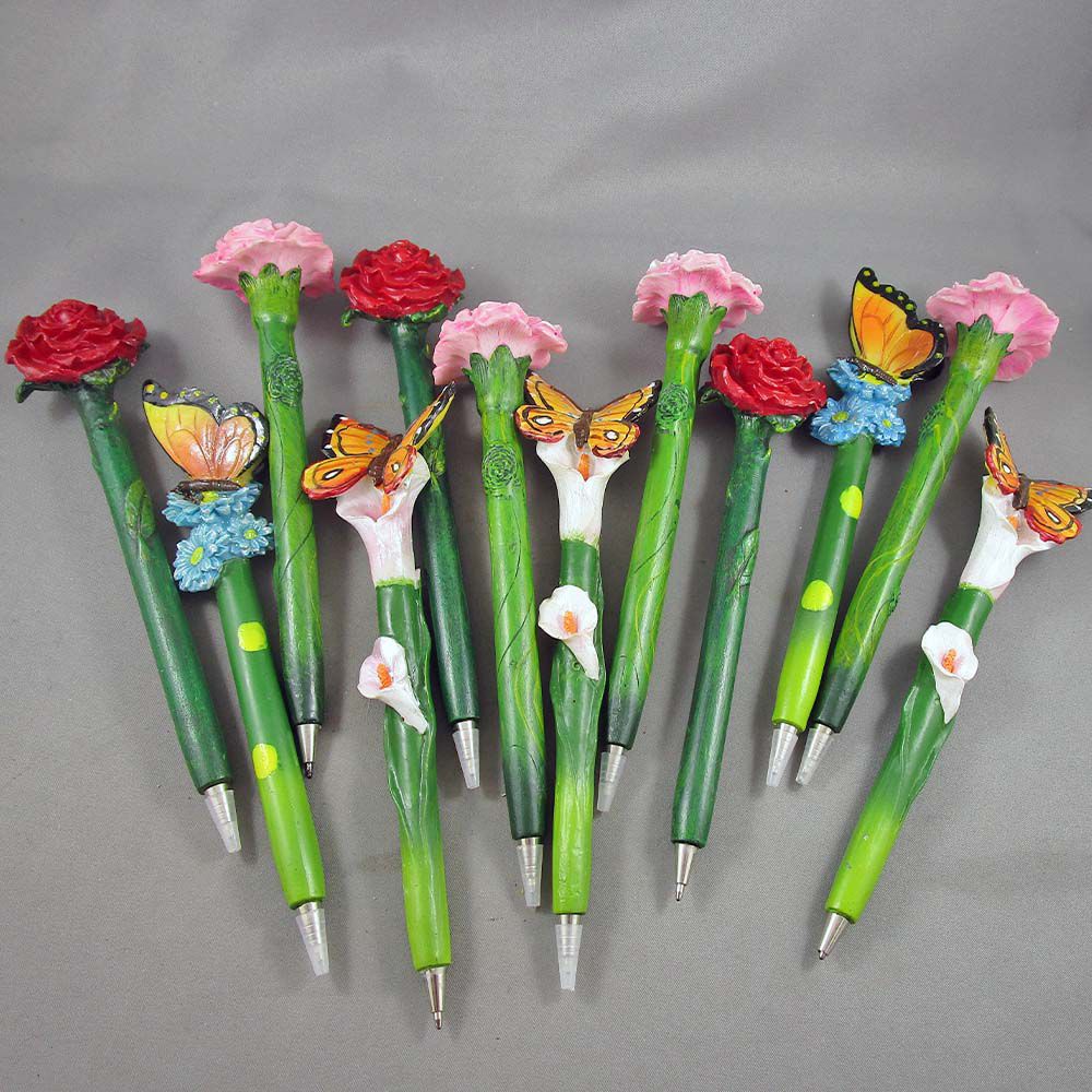 Set of 12 NEW Novelty Pens with Flowers & Butterflies