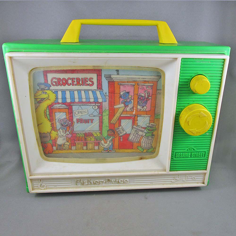 1970 Fisher Price Sesame Street Wind up TV - Working Condition