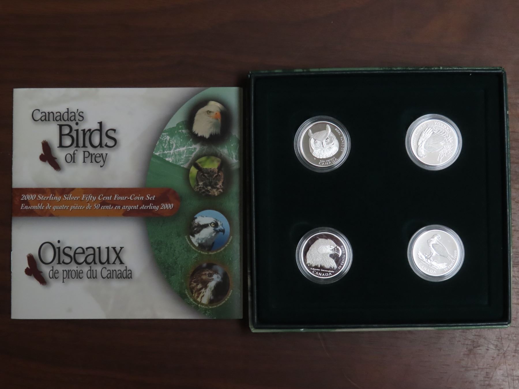Complete set of 4 2000 Canada’s Birds of Prey Sterling Silver 50 Cents ...