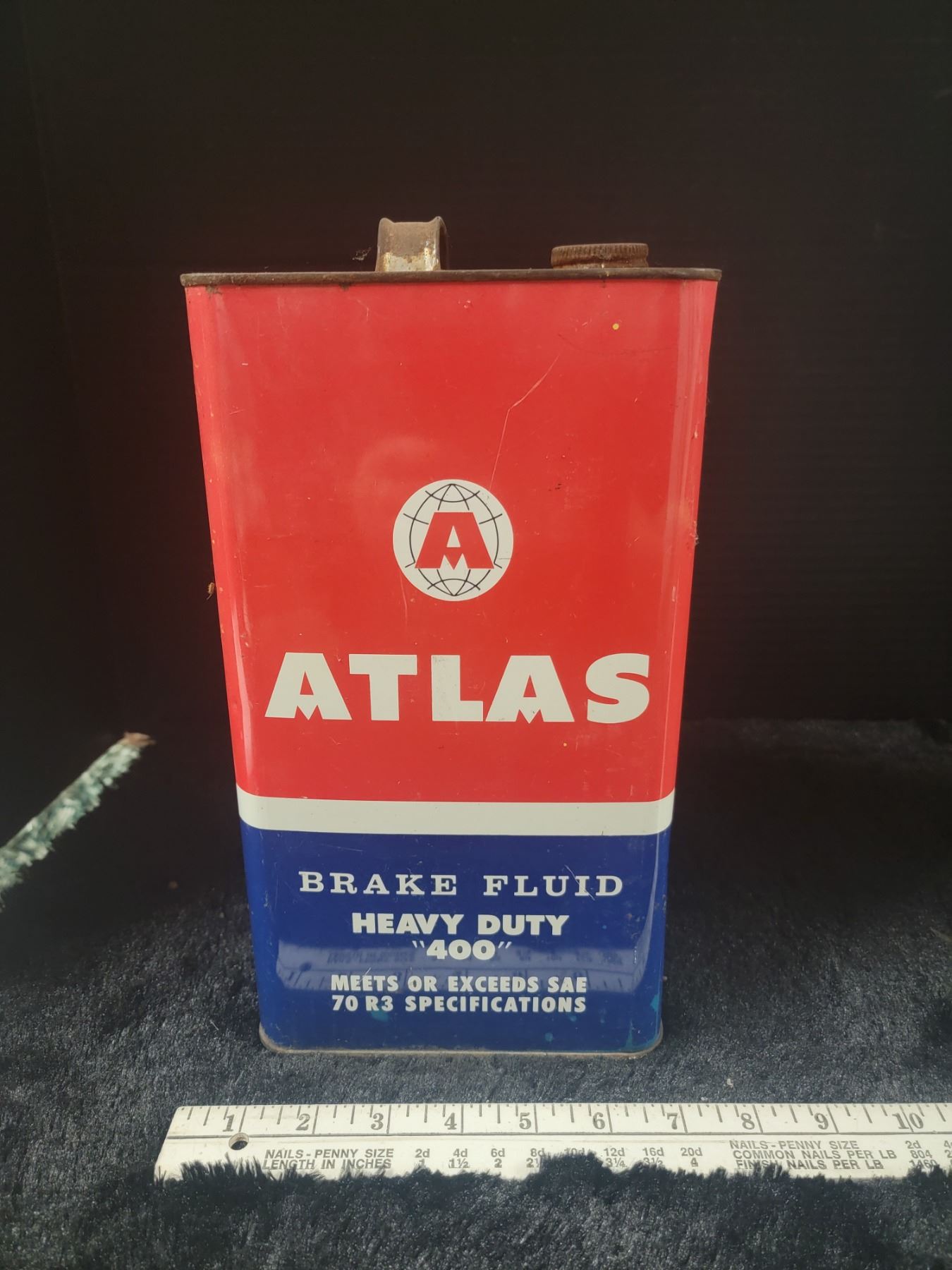 Atlas brake fluid tin one gallon