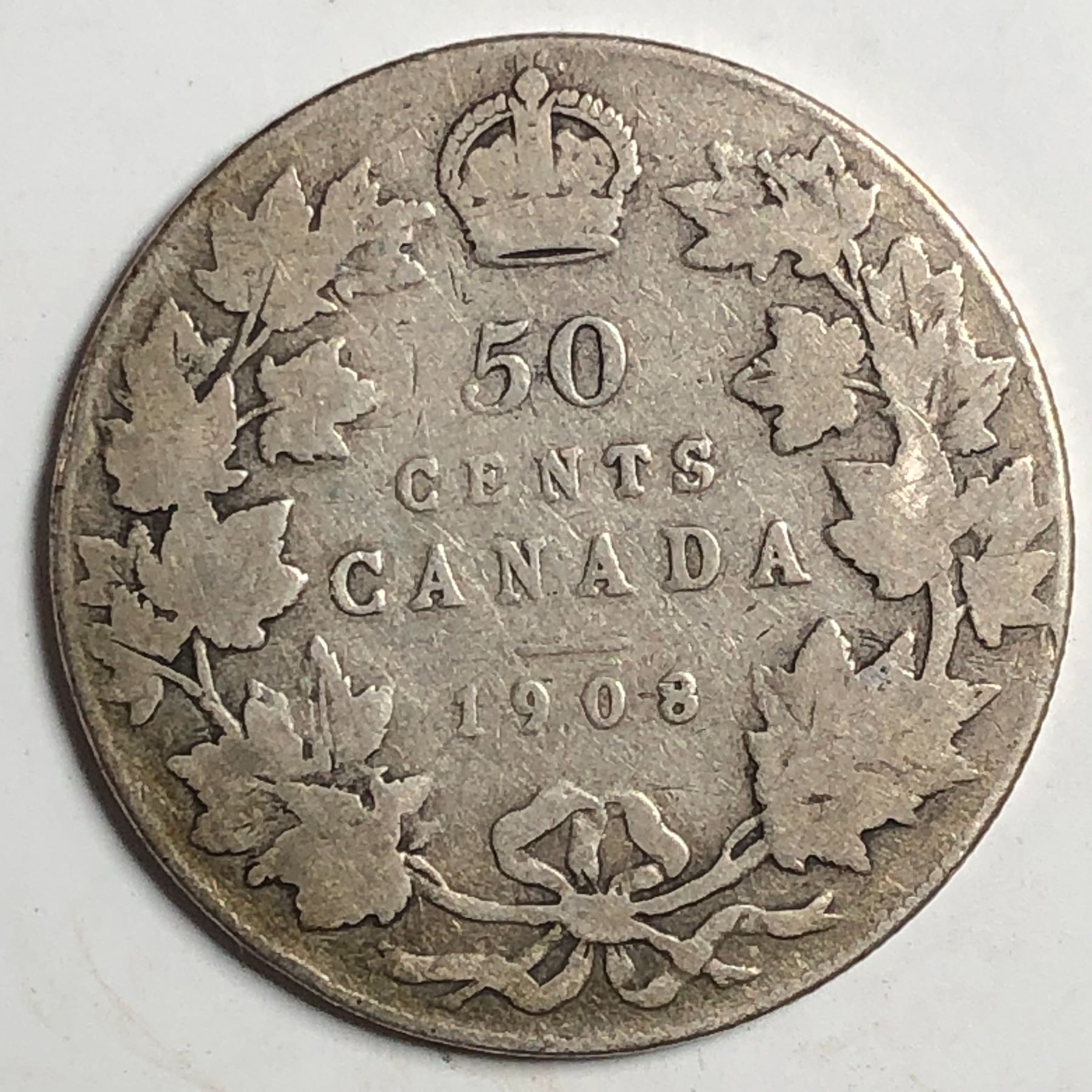 1908 King Edward VII 50 Cents G+