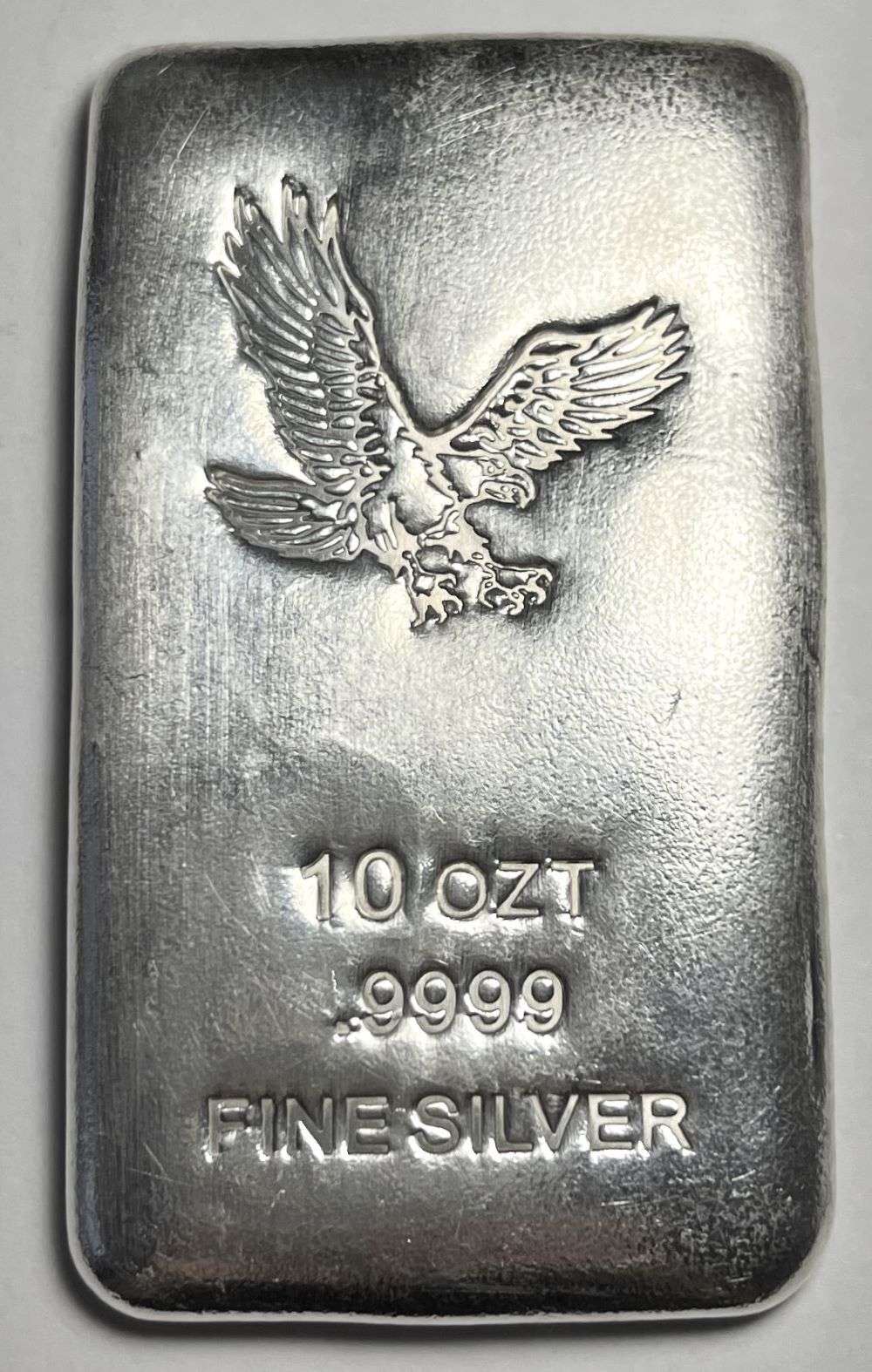 Eagle 10 ozt Cast Poured .9999 Silver Bar