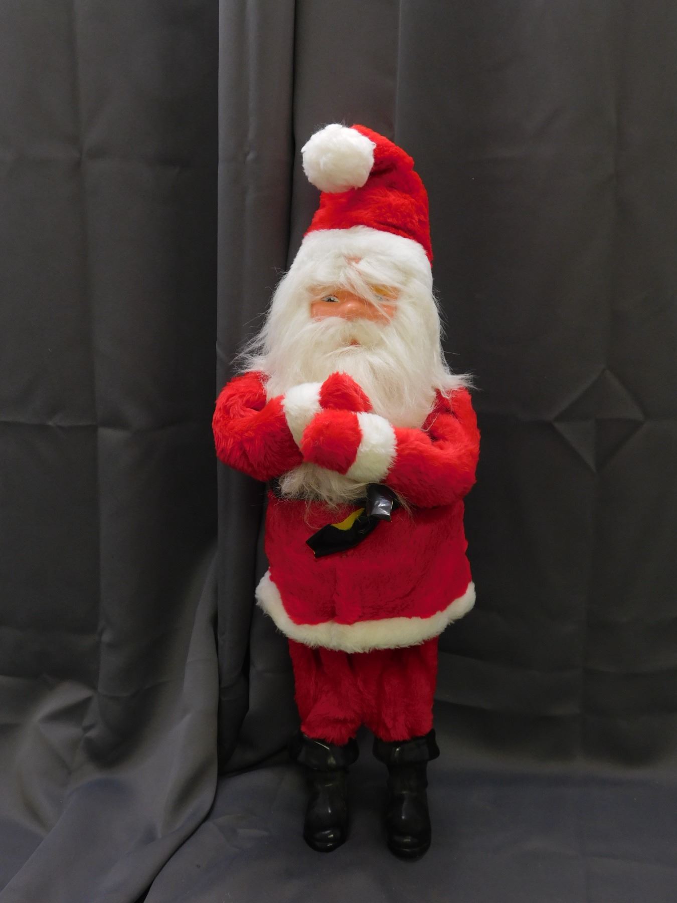 Vintage Santa Claus Decoration 28" Plastic with Wooden Legs circa 60s 70s