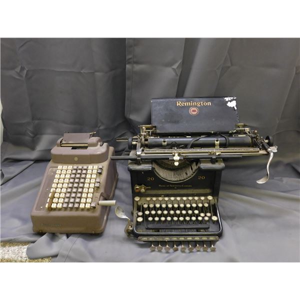 Remington 20 Vintage Antique Typewriter and Burroughs Adding Machine