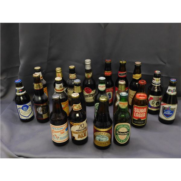 Lot of 20 Vintage Beer Bottles *most full*
