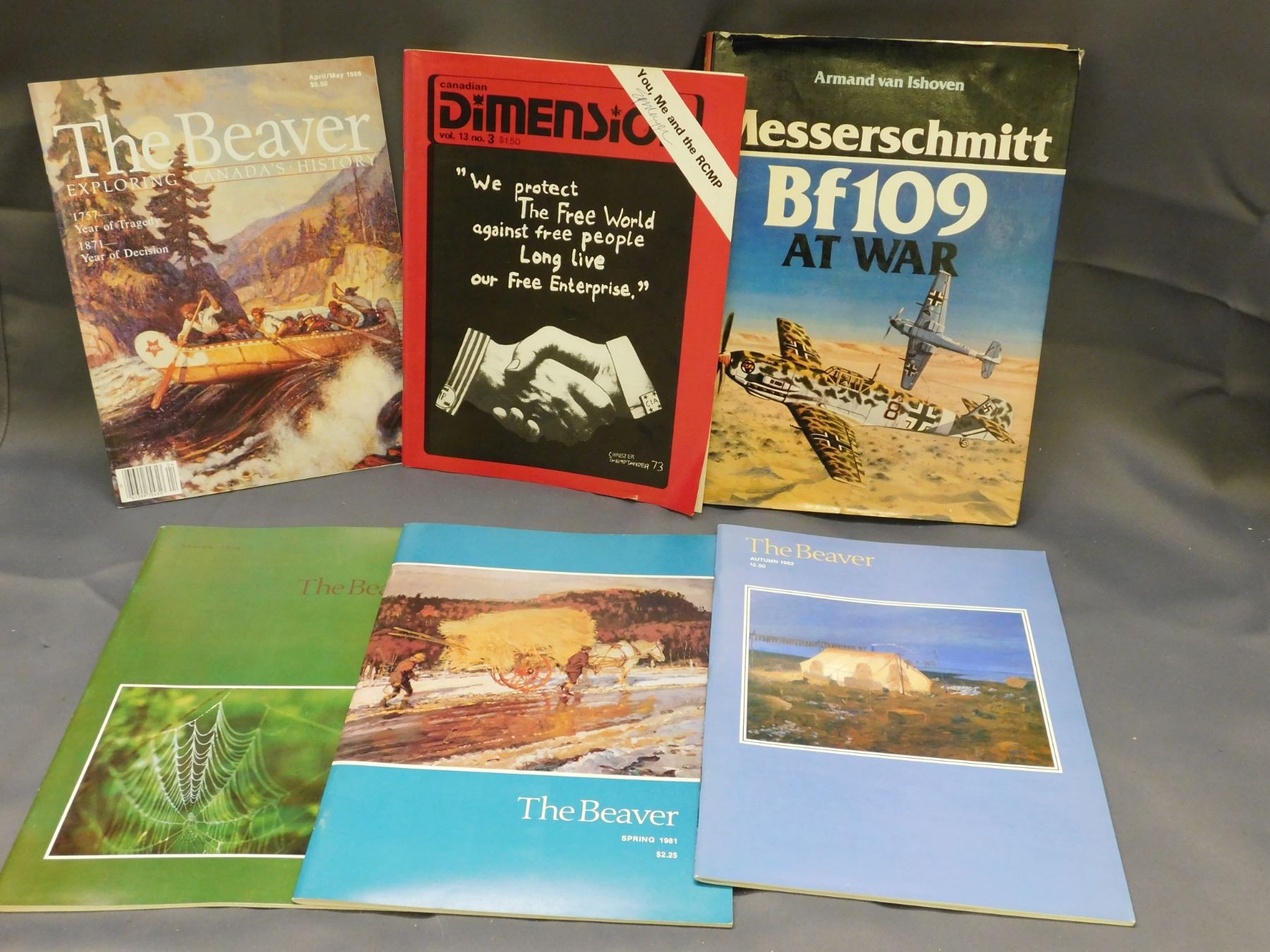 Lot of 6 The Beaver Magazine Canadian Dimension BF109 at War Airplane Book