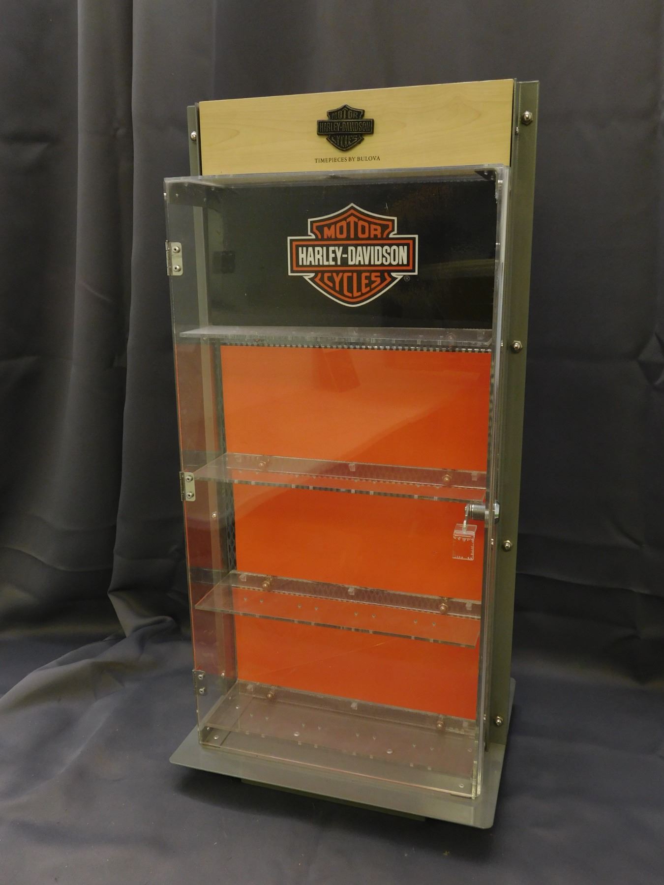 Harley Davidson Bulova Watch Cabinet Display Case with Key