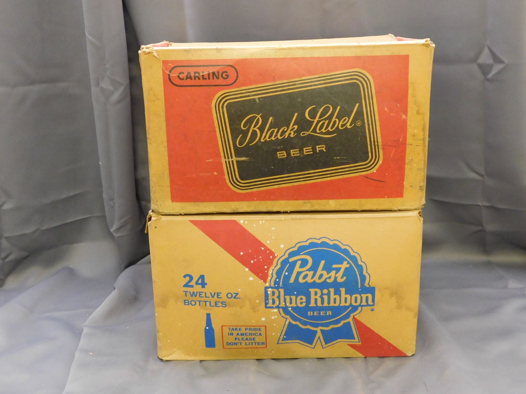 2 Vintage Cardboard 2/4 24 Beer Boxes Wax Paper Boxes Pabst circa 1970s