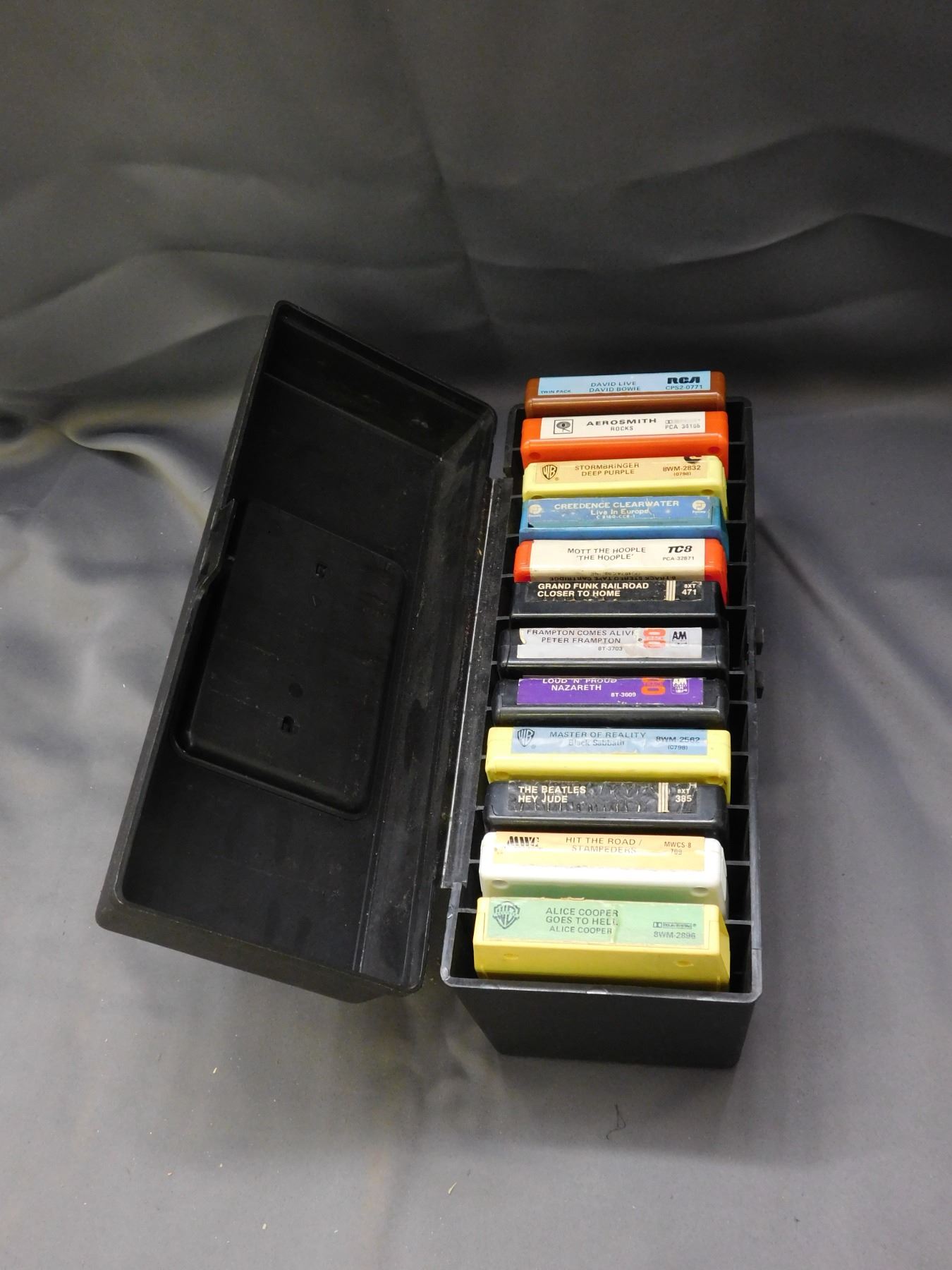 Radio Shack Plastic Case of 13 8-Track Tapes Classic Rock Black Sabbath ...