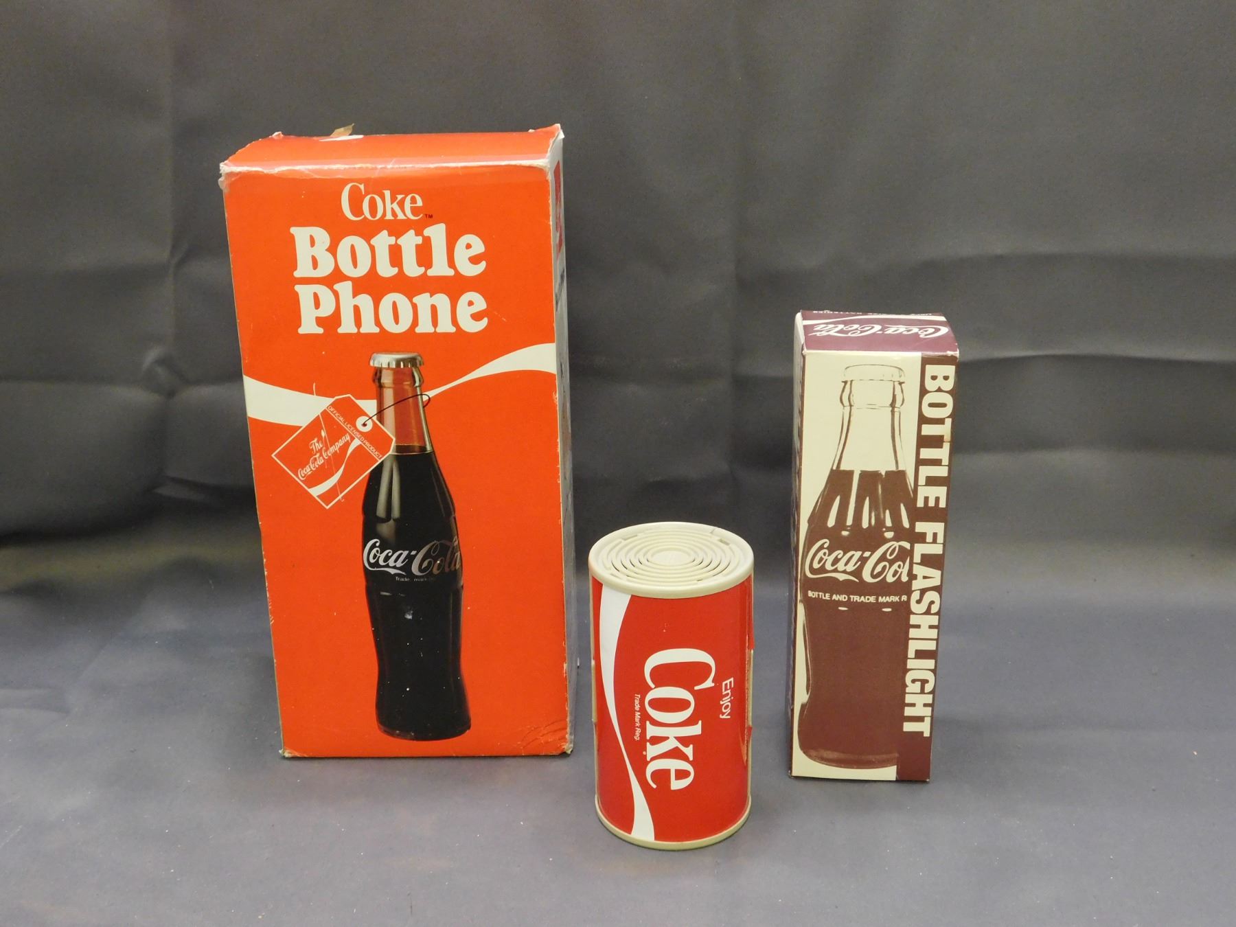Lot of 3 Coca Cola Radio, Flashlight and Telephone